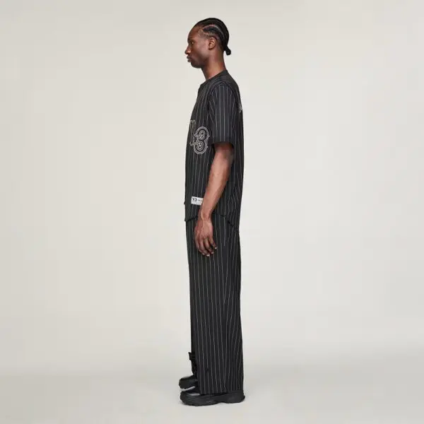 Y3 Zip Up Pinstripe Baseball Shirt