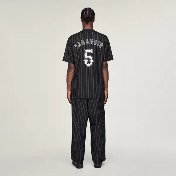Y3 Zip Up Pinstripe Baseball Shirt