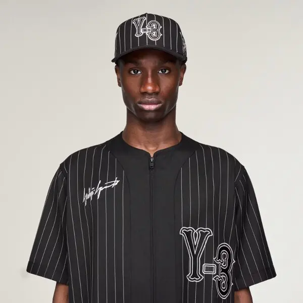 Y3 Zip Up Pinstripe Baseball Shirt