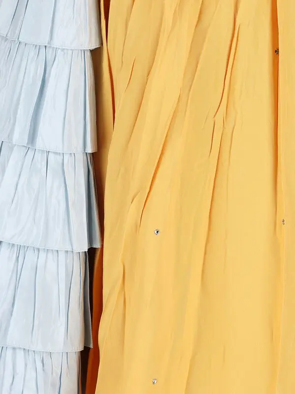 Prada Pleated Midi Skirt With Ruffle Detailing