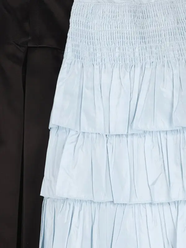 Prada Pleated Midi Skirt With Ruffle Detailing