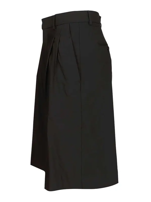 AMI Paris Pleated Wide-leg Bermuda Shorts - Black