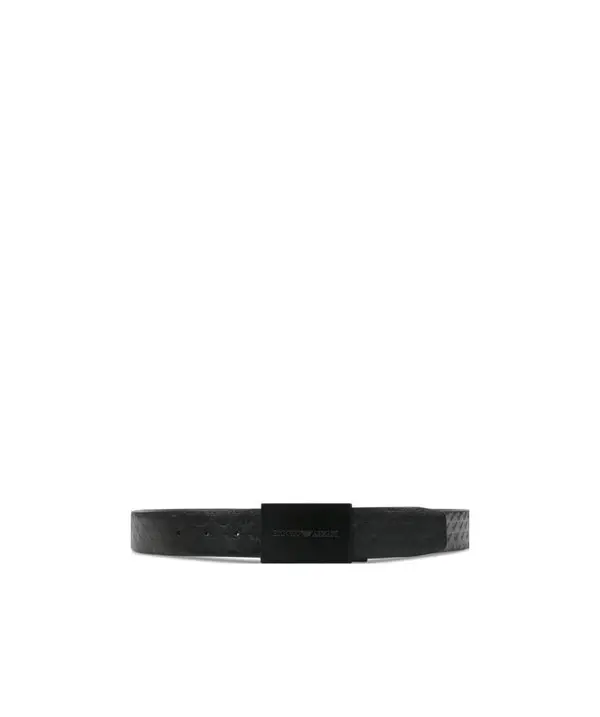 Emporio Armani Logo Engraved Belt - Black