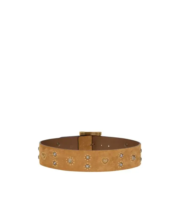 Etro Wide Studded Belt - Camel