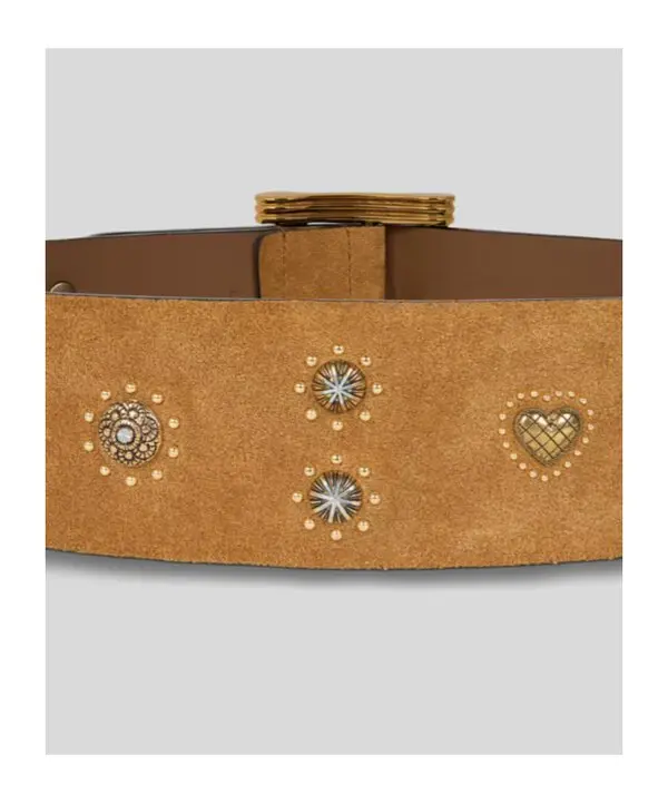 Etro Wide Studded Belt - Camel