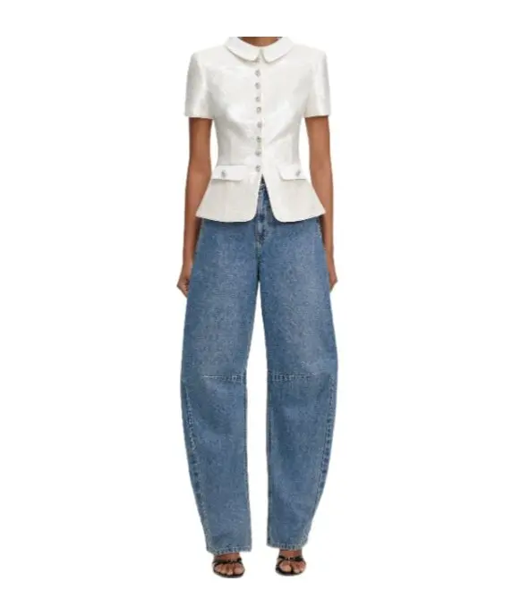 SELF-PORTRAIT Sequin-embellished Top With Peter Pan Collar