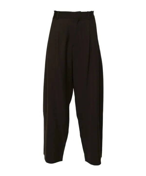 Studio Nicholson Oxford Weave High-waisted Straight Leg Trousers - Coffee Brown