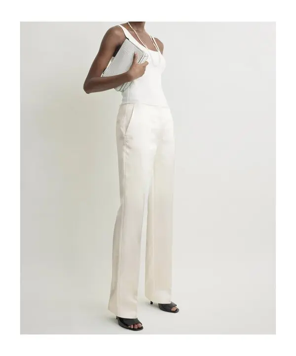 TOTEME Straight-leg Pants With Raw Edge Waist - White