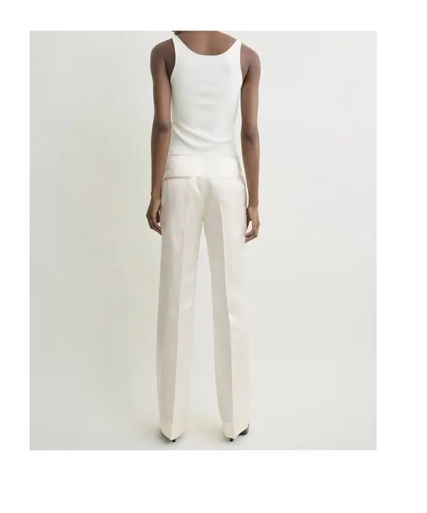 TOTEME Straight-leg Pants With Raw Edge Waist - White