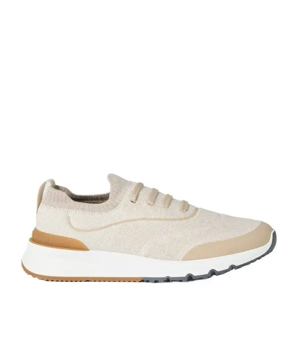 Brunello Cucinelli Knit Low-top Sneakers With Tie Fastening