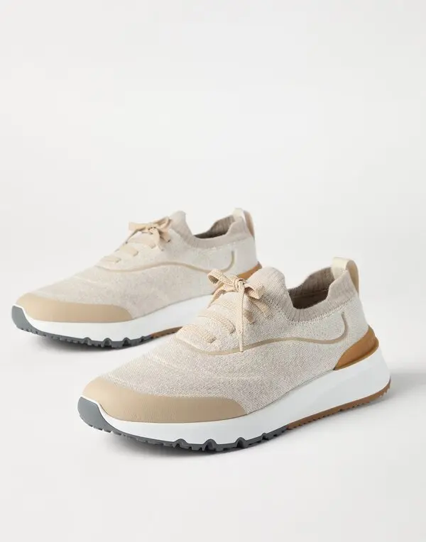 Brunello Cucinelli Knit Low-top Sneakers With Tie Fastening