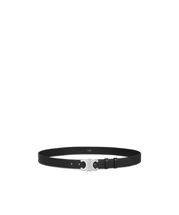 Celine Triomphe Belt In Grained Calfskin - Black