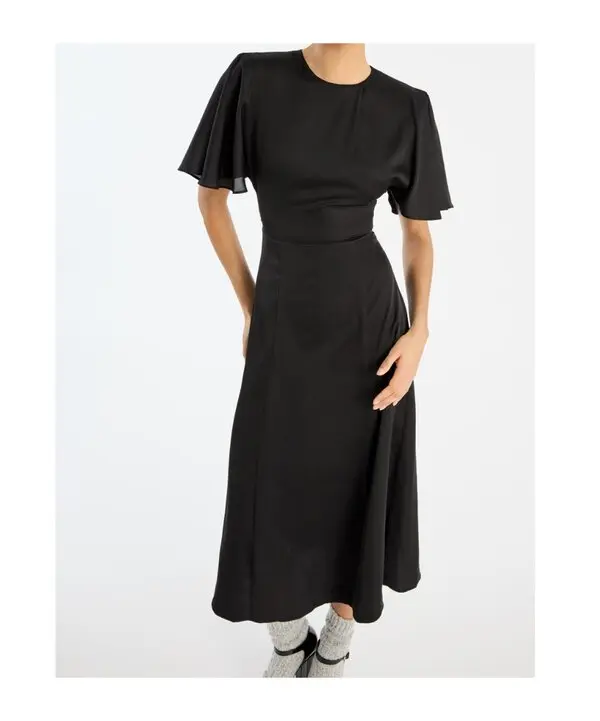 ROTATE BY BIRGER CHRISTENSEN Round Neck Short Sleeve Dress