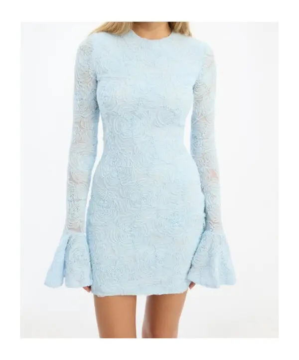 ROTATE BY BIRGER CHRISTENSEN Textured Long-sleeve Mini Dress