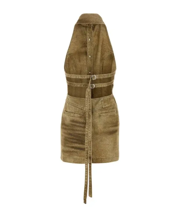 Blumarine Buttoned Halterneck Mini Dress