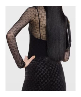 Gucci Monogrammed Sheer Long-sleeve Top