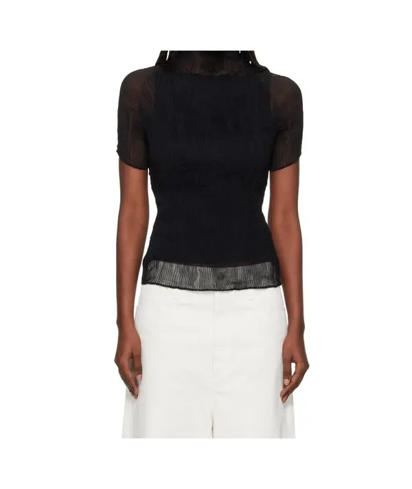 Issey Miyake Sheer Twist Top - Black