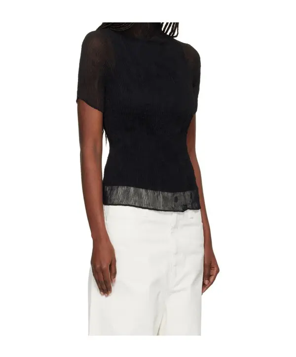 Issey Miyake Sheer Twist Top - Black