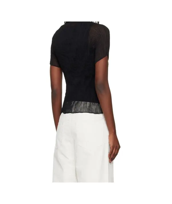 Issey Miyake Sheer Twist Top - Black