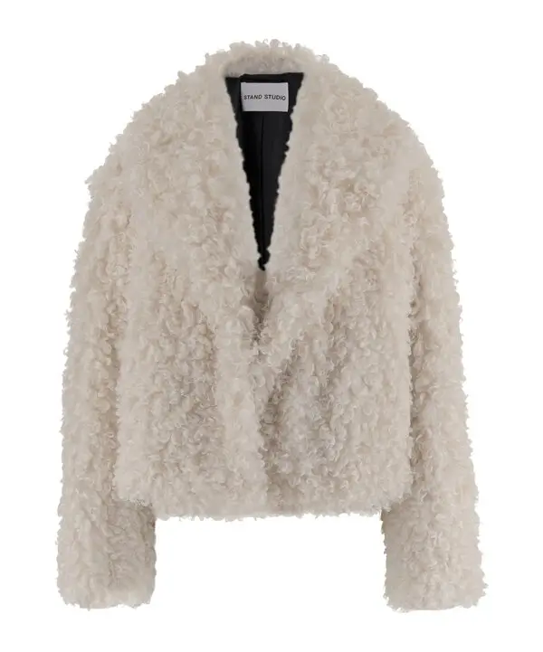 STAND STUDIO Samara Faux Fur Jacket - Nude