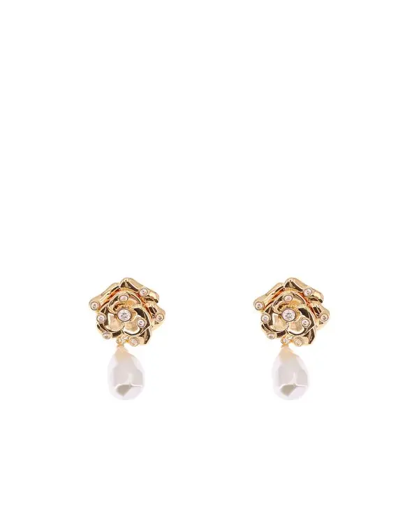 SELF-PORTRAIT Flower Embellished Earrings - Yellow