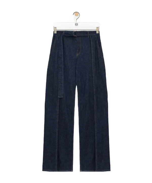 Loewe Logo Patch Wide Leg Jeans - Indigo