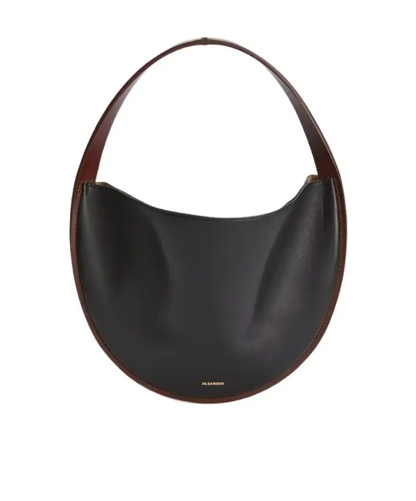 JIL SANDER Pivot Logo Embossed Shoulder Bag - Black