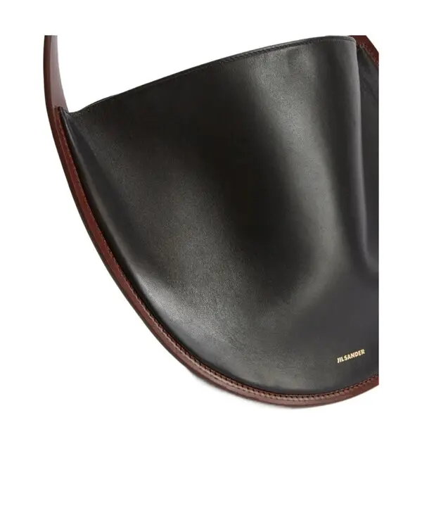 JIL SANDER Pivot Logo Embossed Shoulder Bag - Black