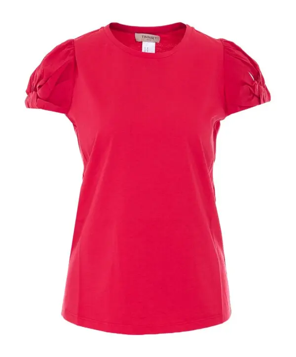 TWINSET Gathered Sleeve T-shirt - Red