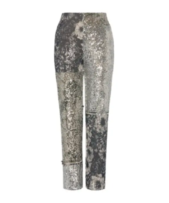 MAISON MARGIELA Floral Sequin Embellished Patchwork Trousers - Gray