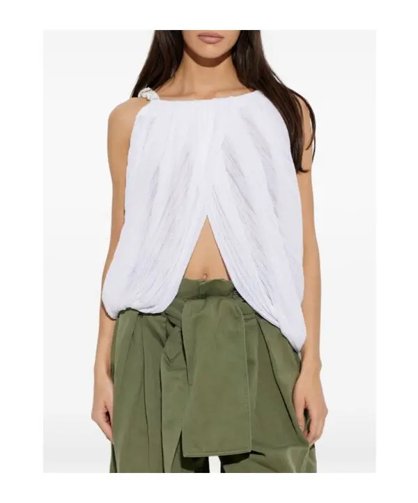 Balmain Draped Beaded-strap Top