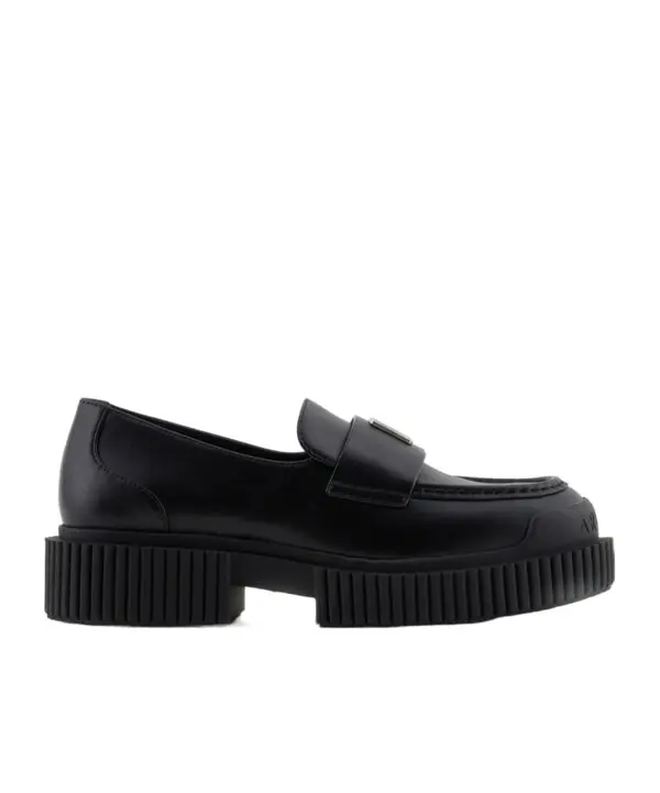 Armani Exchange Leather Loafers With Embossed Logo Detail