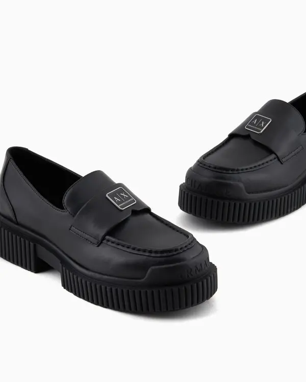 Armani Exchange Leather Loafers With Embossed Logo Detail