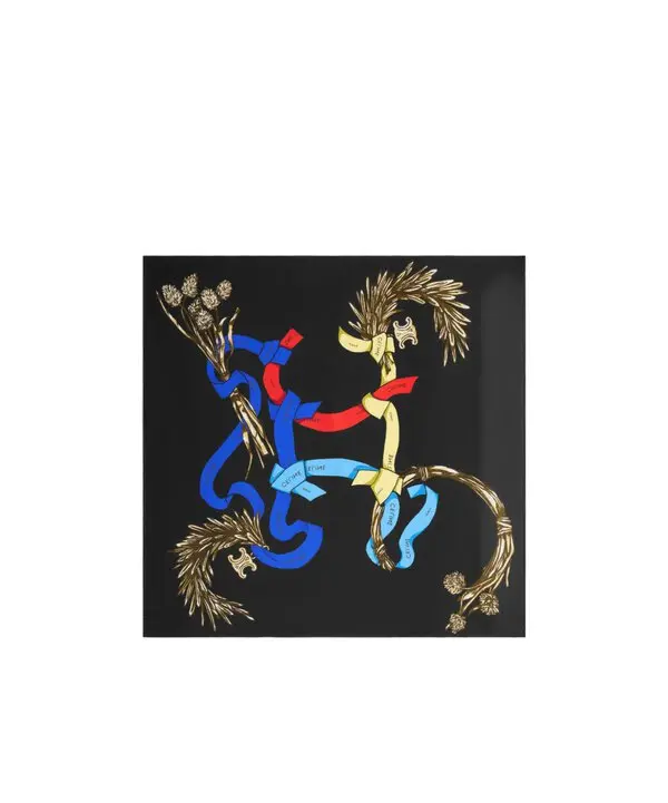 Celine Silk Twill Square Scarf With Graphic Detailing - Black/multicolor