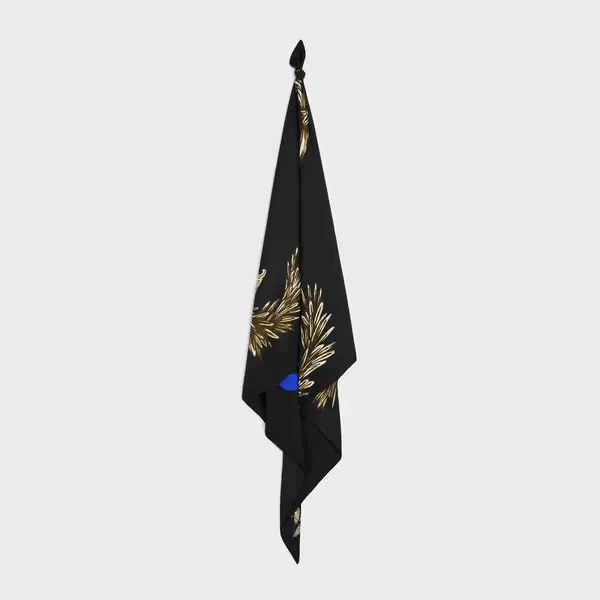 Celine Silk Twill Square Scarf With Graphic Detailing