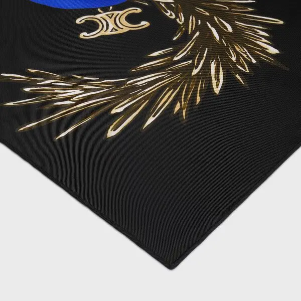 Celine Silk Twill Square Scarf With Graphic Detailing