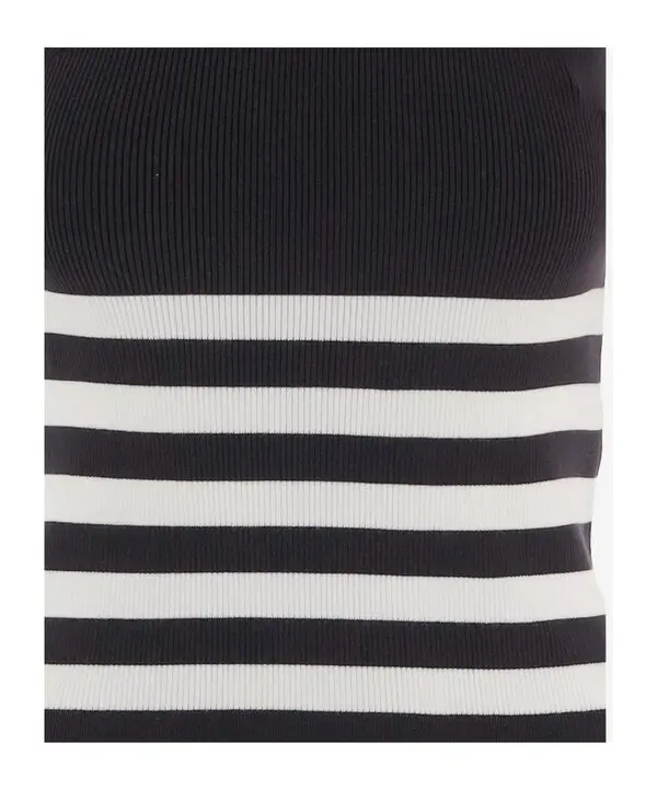 PATOU Striped Ribbed One-shoulder Top With Tie Detail