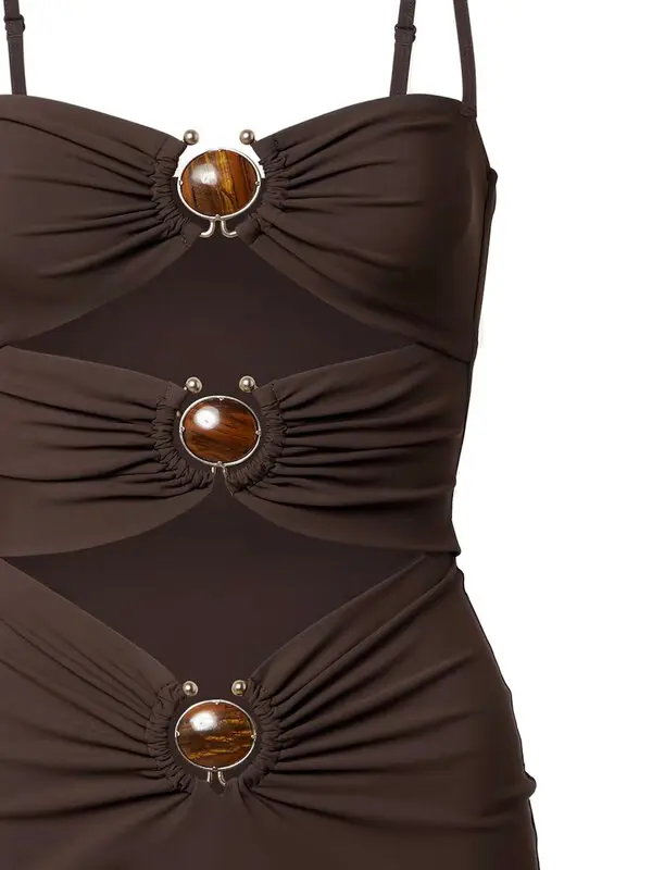 Christopher Esber Mineral Stone Ruched Mini Dress - Black