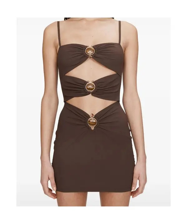 Christopher Esber Mineral Stone Ruched Mini Dress - Black