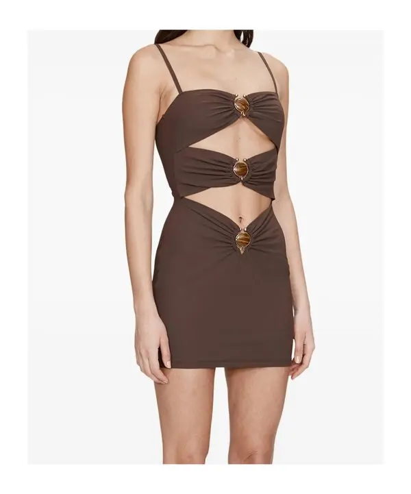 Christopher Esber Mineral Stone Ruched Mini Dress - Black