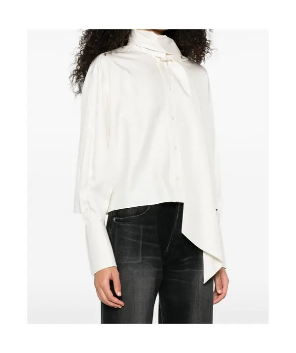 Celine Cropped Silk Twill Lavalliere Shirt