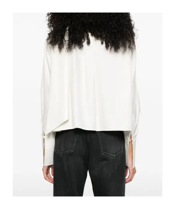 Celine Cropped Silk Twill Lavalliere Shirt