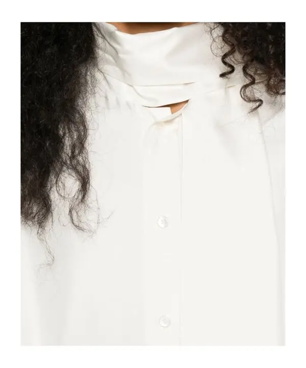 Celine Cropped Silk Twill Lavalliere Shirt