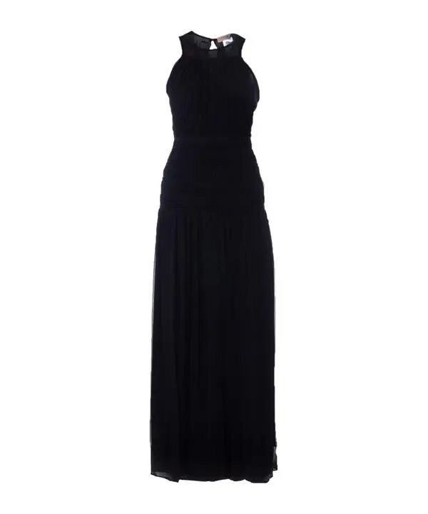 TWINSET Pleated Sleeveless Gown Dress - Black