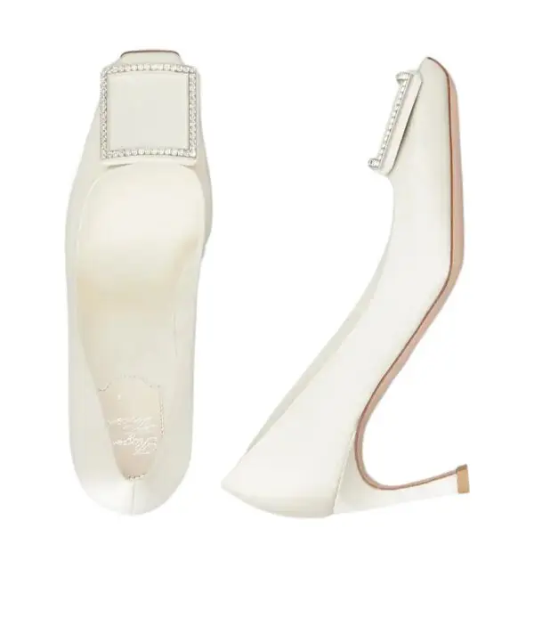 ROGER VIVIER Trompette Satin Pumps With Buckle Detail - Beige