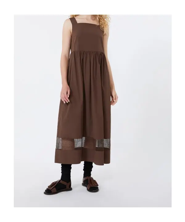 Max Mara Lace Trimmed Ankle-length Dress - Chocolate-colored