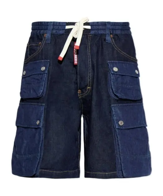Dsquared2 Contrast Cargo Shorts - Navy Blue