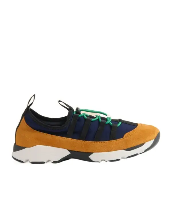 Marni Logo Printed Lace-up Sports Sneaker - Blue/pumpkin