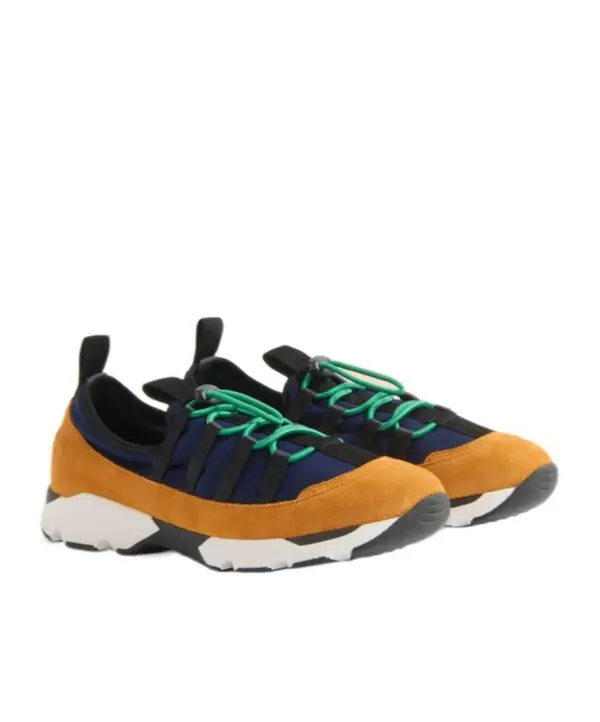 Marni Logo Printed Lace-up Sports Sneaker - Blue/pumpkin