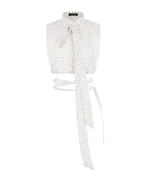 ANN DEMEULEMEESTER Sleeveless Polka Dot Top With Detachable Scarf - White